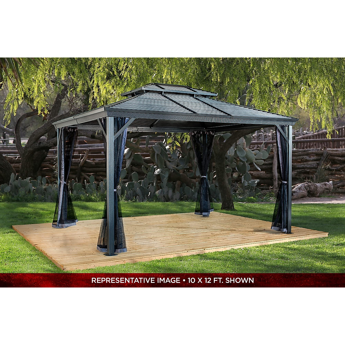 Sojag 10' x 14' Ventura II Hardtop Gazebo Outdoor Weather-Resistant Aluminum Frame Sun Shelter