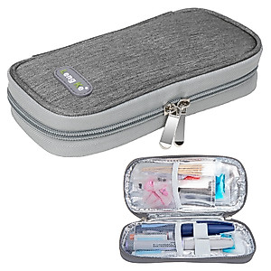 YOUSHARES Insulin Travel Case - Insulin Cooler Bag for Pen, Medicine, Pen Glucose Meter and Other Diabetic Supplies（Grey,Bag Only