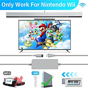 PORTHOLIC 4 in 1 Wii Replacement Cables Set, Wii AC Power Adapter + Wii to hdmi Converter+ Wired Motion Sensor Bar and Composite Audio Video Cable for Nintendo Wii