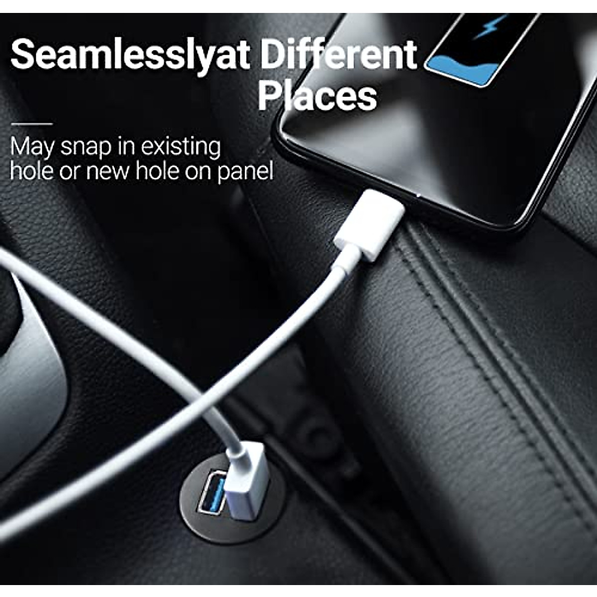 ICESPRING 2 Ports Dual USB 3.0 Male to USB 3.0 Female AUX Flush Mount Car Mount Extension Cable for Car Truck Boat Motorcycle Dashboard Panel -(3 Feet)