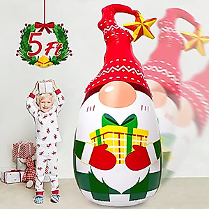 5Ft Lighted Outdoor Christmas Decorations Inflatables - Blow Up Gnome Tumbler Xmas/Winter Holiday/Happy New Year 2023 Display Indoor Party Decor Supplies