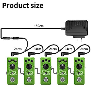 for Casio Keyboard Donner Roland Boss Electronic Guitar Multi-Effect Pedal 9V 1500mA Power Adapter Supply Tip Negative with 5 Way Daisy Chain Cables