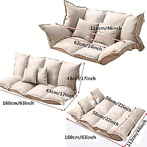 ESRADA Lazy Floor Sofa,Minimalist Sofa Couch,Foldable Lazy Couch Bed with Adjustable Backrest and Armrest,Fireside Chair,Tatami Sofa,Corner Relax Sofa Couch Dark gray-180cm/71inch