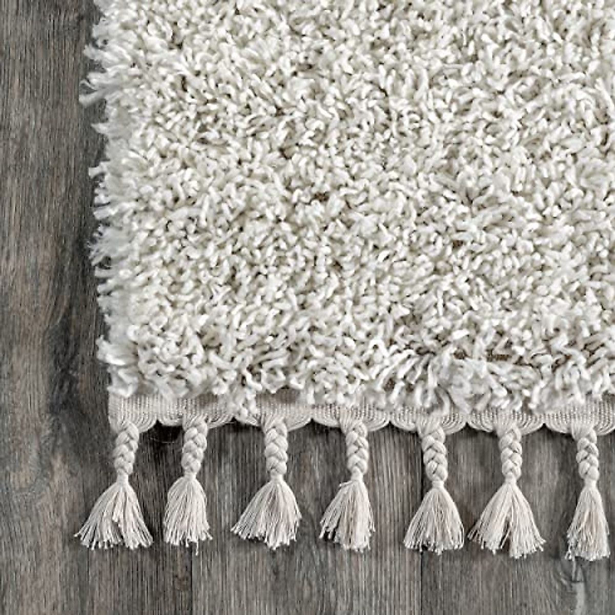 nuLOOM Neva Modern Tasseled Shag Area Rug, 5' 3" x 7' 7", Ivory