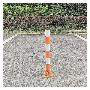 BYZOMU Safety Bollard Post, Driveway Garage Security Post Barrier, Folding Car Car Parking Space Lock Bollard, with 4 Free Anchor Bolts for Traffic-Sensitive Area