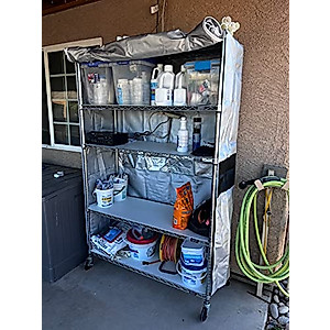 MOLLYAIR Wire Rack Cover, Suitable for Shelf 48X18X72in, Storage Shelf Unit Cover Used to Cover Sundries, Only Silver Black Cover