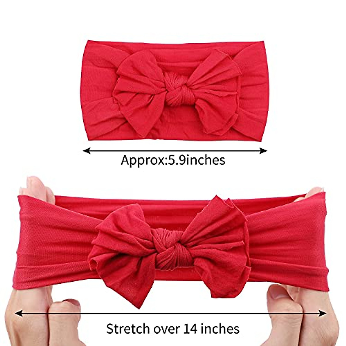 jollybows 20PCS Baby Girls Nylon Headbands Elastic Hair Bows Hair Bands Turban Hair Accessories for Kids Infants Toddlers