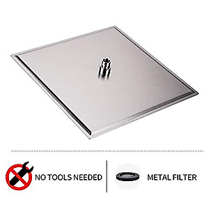 Qomolangma Rain Shower Head, High Pressure Square Shower Head Stainless Steel 16 Inch, Large Rainfall Shower Head Replacement, Powerful Showerhead Flow No Rust, Hard Water Filter, Brushed Nickel