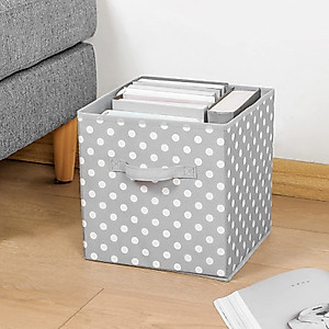 WWW 11 Inch Fabric Cube Organizer, 2 Packs Foldable Cube Storage Bins Basket, Closet Organizers Box, Home Organizers with Handle for Shelves, Closet, Kallax, Office(Polka Dot Grey)