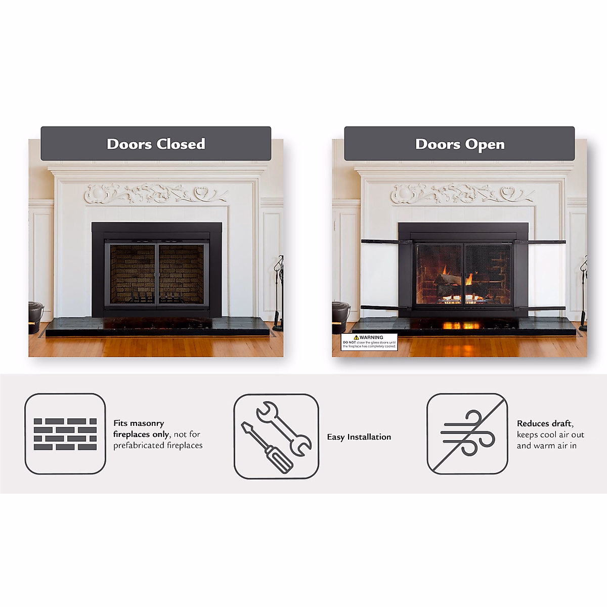 Pleasant Hearth AN-1012 Fireplace Screen, Large, Black