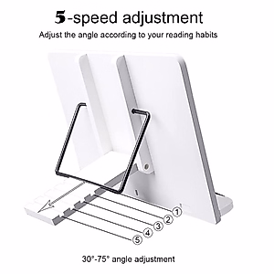 WROSWT Cookbook Stand, Foldable Large Book Reading Stand for Hands Free, Wood Recipe Cook Book Holder for Kitchen Counter,with 5 Adjustable Angles for Music Book,Textbook,Tablet,Ipad