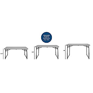 COSCO 4 ft. Fold-in-Half Portable Utility Table, Gray, Indoor/Outdoor, for Crafting, Tailgating, & Camping