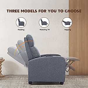 Phoenix Home New Model Massage, Modern Single Sofa Padded Backrest and Thick Seat Cushion, PU Leather Recliner Chair for Living Room, Home Theater, Grey