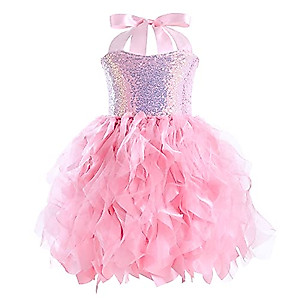 Pink Tutu Dress for Toddler Girls Pink Sequin Tulle Fancy Princess Dresses for Girls Prom Birthday Party Outfit 3-4T