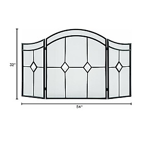 Pleasant Hearth Arched Diamond 3-Panel Fireplace Screen, Espresso Powder Coated