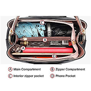 Leather Handbags for Women, Cow Leather Ladies Top Handle Bag with Adjustable Shoulder Strap Fluffy Ball Bow-knot Decoration Womens Small Designer Crossbody Totes Girls Cute Messenger Bag (Black)