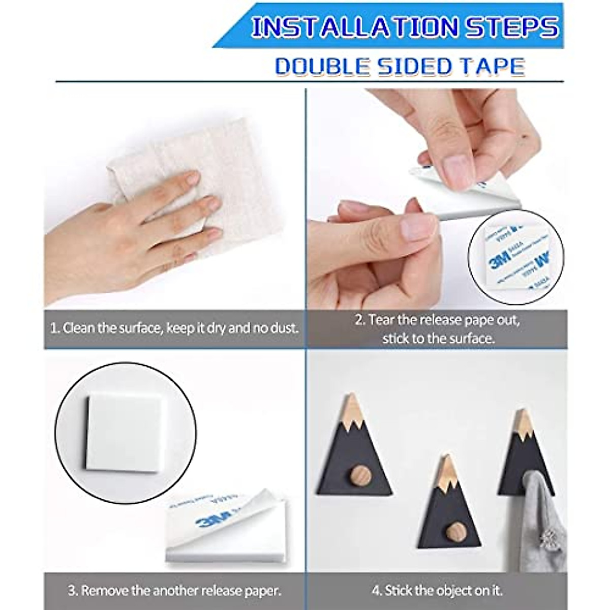 leiwo 50Pcs Heavy Duty Double Sided Foam Tape Strong Pad Mounting Adhesive Tape,Black Self-Adhesive Tape Include Square Round