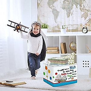 Clastyle Collapsible Cartoon Book Reading Storage Baskets Waterproof Rectangle Toys Storage Bins for LivingRoom, 15.7 * 11.8 * 11.8 in