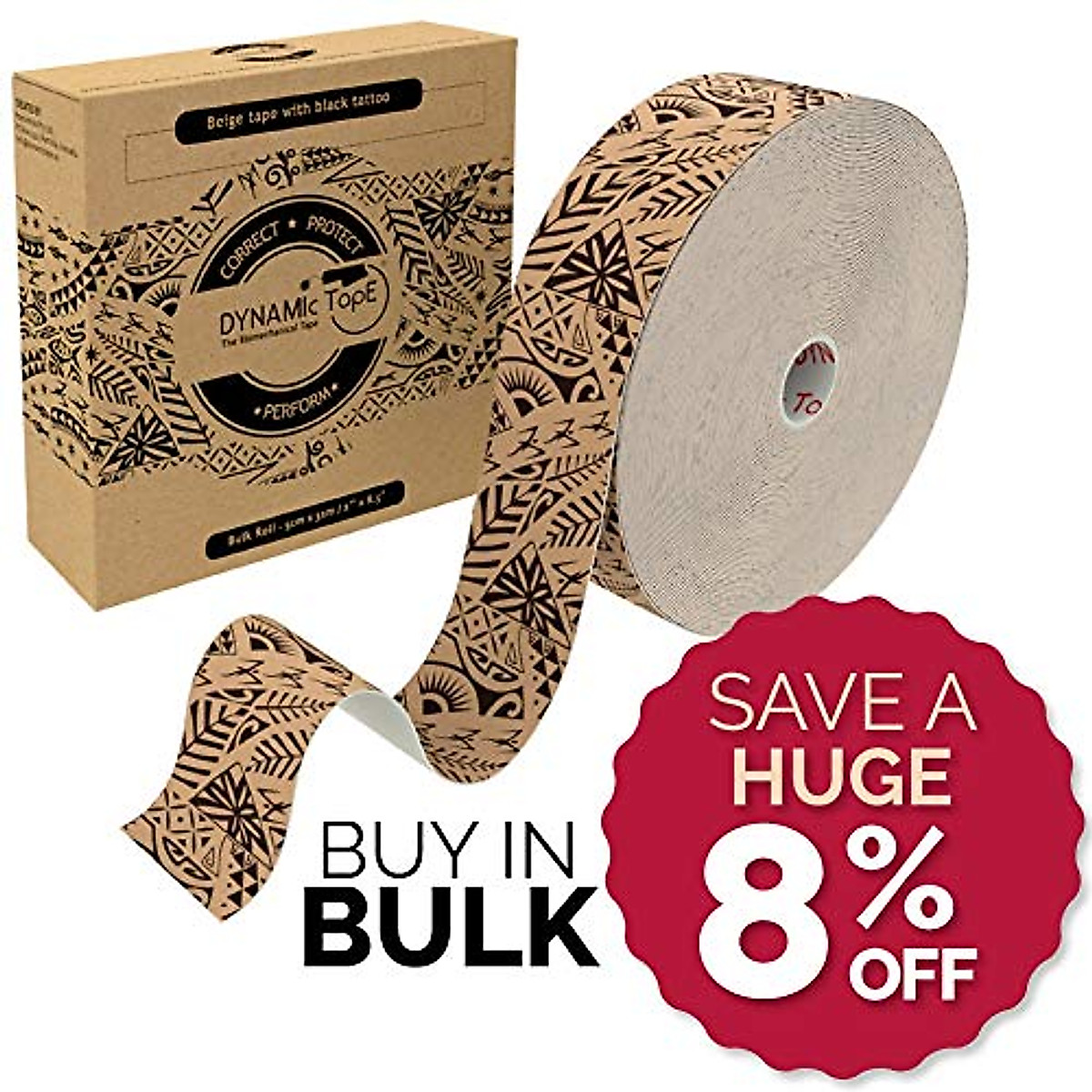 Dynamic Tape | Biomechanical Adhesive Tape 2" x 101 ft Roll | Physio Tape for Knee, Ankle, Shoulder, Leg, Muscle Support | Sports Tape for Football, Rugby, and More - Ideal for Athletes | Black