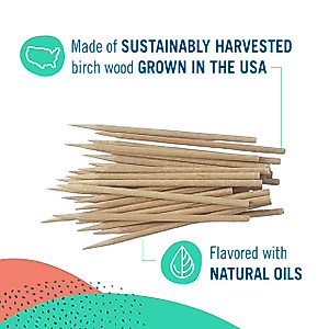 Preserve Flavored Toothpicks, Mint Tea Tree flavor, Wood, 3 Count x (35 each)