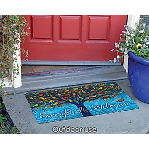 Toland Home Garden 800396 Everybirdie Welcome Spring Door Mat 18x30 Inch Bird Outdoor Doormat for Entryway Indoor Entrance