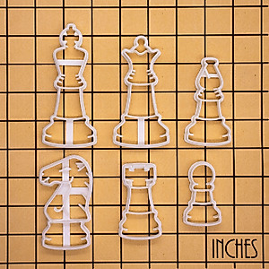 Set of 6 Chess Pieces Cookie Cutters (King, Queen, Rook, Bishop, Knight, and Pawn) - Bakerlogy
