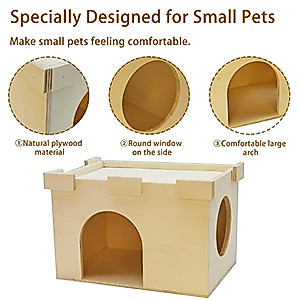 Fhiny Guinea Pig Castle, Chinchilla Hut with Window Ventilated Guinea Pig House Wood Small Animal Hideout Hamster Habitat Decor for Hamster Hedgehog Squirrel Sugar Glider