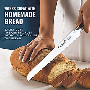 Cutluxe Bread Knife – 10" Serrated Edge Knife for Homemade Bread – Forged High Carbon German Steel – Full Tang & Razor Sharp – Ergonomic Handle Design – Artisan Series