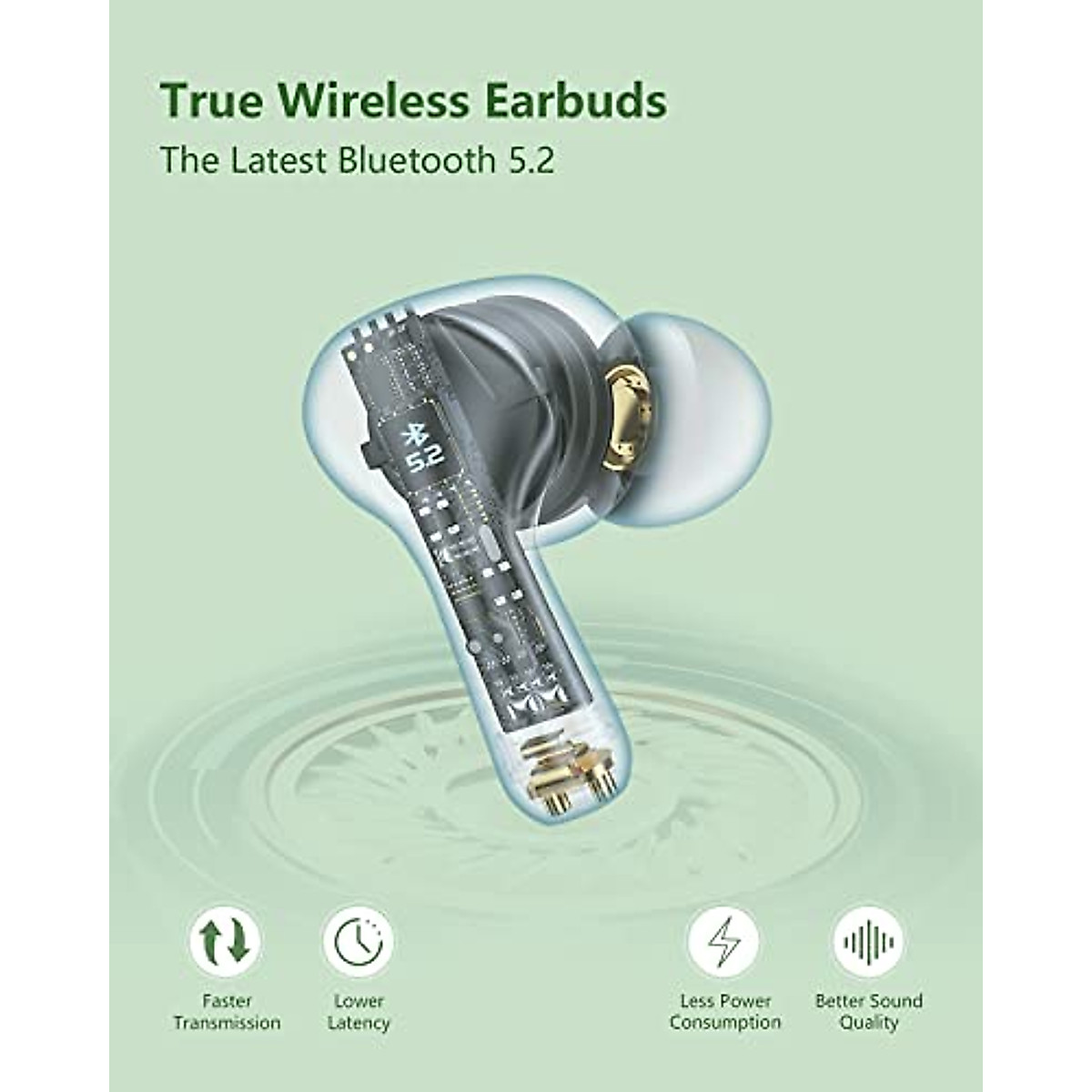 JOYHOOSH Wireless Earbuds Bluetooth Earbuds Touch Control with Charging Case Bluetooth 5.2 IPX6 Waterproof Stereo Earphones in-Ear Headphone with Mic Headset Deep Bass for Sport