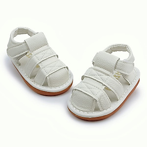 WILLFUN Baby Boy Girl Summer Infant Squeaky Sandals Premium Rubber Sole Closed-Toe Non-Slip Shoes Toddler First Walkers