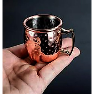 Prisha India Craft 2 Oz. Solid Copper Mini Moscow Mule Shot Mug, Set of 4 Authentic 100% Solid Copper Hammered Moscow Mule Mug 2-Oz Shot Glass - Set of 4