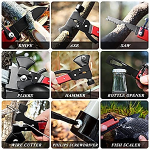 RoverTac Camping Essentials Multi Tool Axe Hatchet Survival Gear 14-in-1 Multitool Knife Hammer Pliers Saw Bottle Can Opener Screwdriver Multitool for Camping Hiking Survival Christmas Gifts for Men
