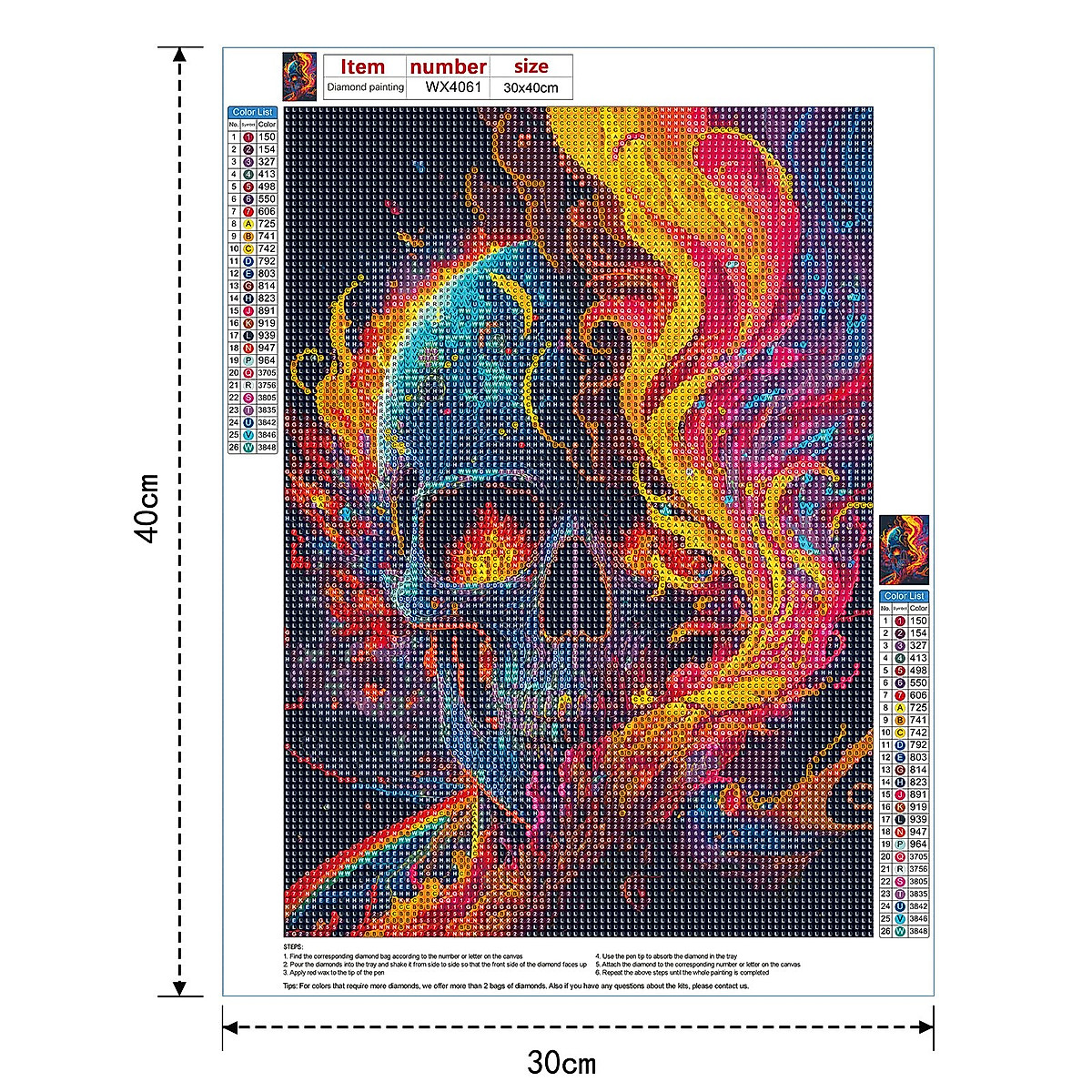 RICUVED Diamond Painting Kits for Adults, Skull Diamond Art Kits Diamond Painting, DIY 5D Full Drill Diamond Art Painting Diamond Gem Dots Art and Crafts for Home Wall Decor Gifts 12x16Inch