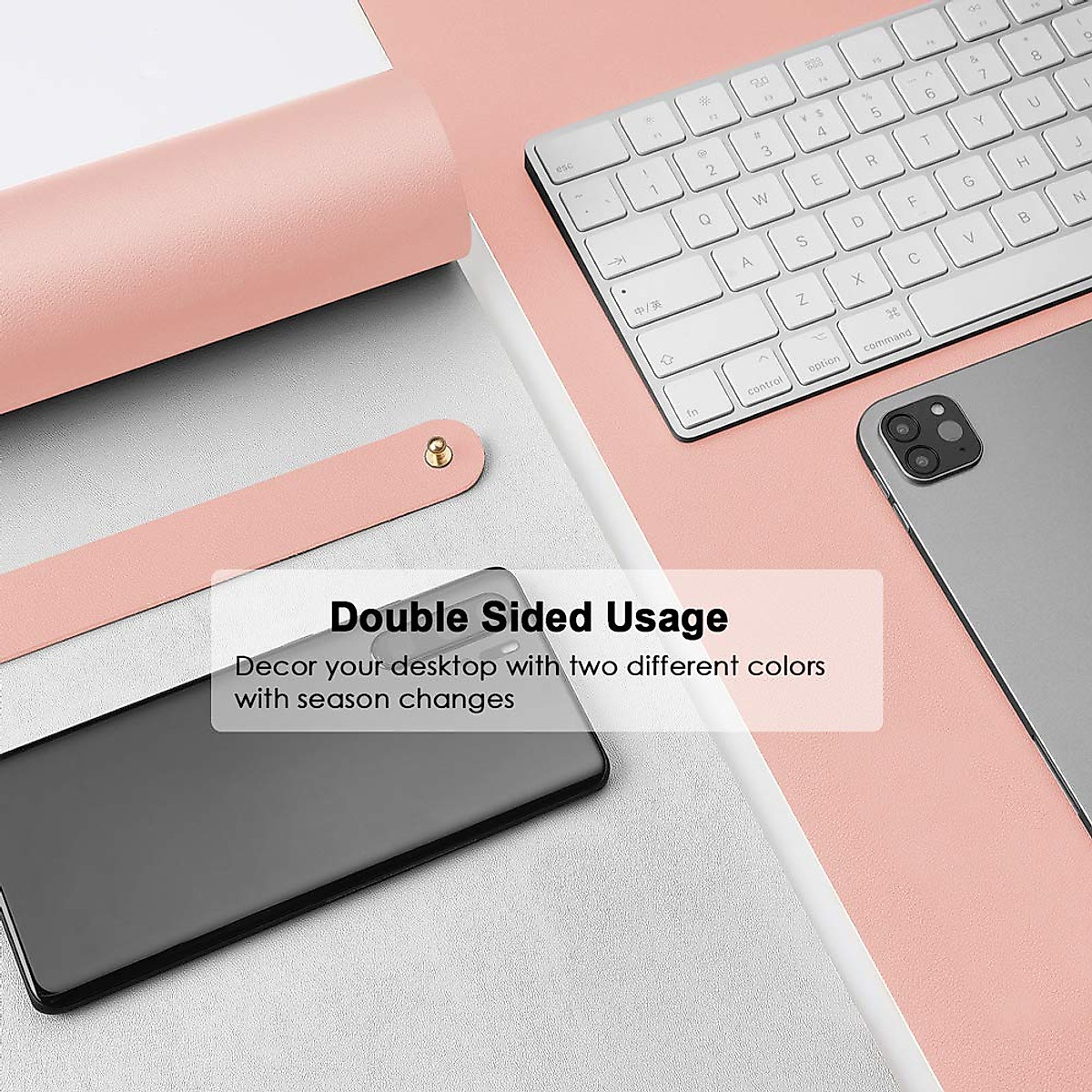 Desk Pad Protector Office Desk Mat, BUBM Waterproof PU Leather Desk Writing Mat Laptop Large Mouse Pad Desk Blotters Desk Decor for Office Home, 35.4" x 17" Pink
