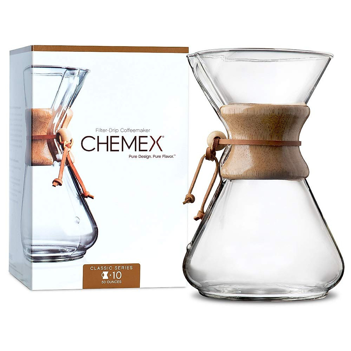 Chemex Bundle - 10-Cup Classic Series - 100 ct Square Filters - Exclusive Packaging