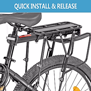 YONTUO Rear Bike Rack,310 LB Capacity Solid Bearings Bike Cargo Rack w/Fender & Large Size Reflective,Quick Release Mountain Road Bicycle Rear Racks,Universal Bike Luggage Touring Carrier Rack,BCR06