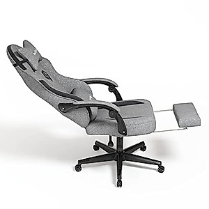 SITMOD Gaming Chair with Footrest-Computer Ergonomic Video Game Chair-Backrest and Seat Height Adjustable Swivel Task Chair for Adults with Lumbar Support(Gray)-Fabric