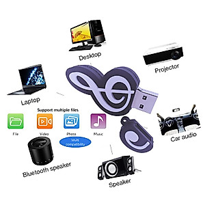 WooTeck 128GB Cartoon Lovely Music Note USB Falsh Drive Memory Stick