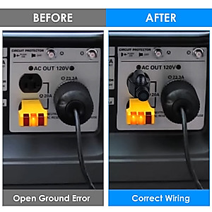Dreyoo Neutral Ground Bonding Plug for Portable Inverter Generator, Grounding Plug Surge Protector Generator with Floating Neutral on RV, Motorhome, Camper for Open Ground Error(Black, 1 Pack)