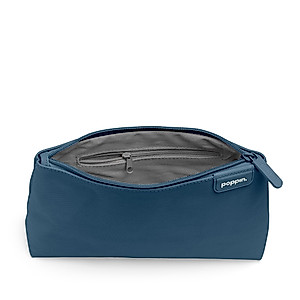 Poppin Pencil Case, Large Capacity Pencil Pouch with Zipper Closure, Sturdy Canvas with Contrast Lining (Slate Blue, Medium)