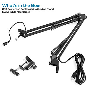 Soul Inscriptions Press USB Suspension Boom Microphone Stand-Adjustable Compact USB Microphone Arm Stand,Durable Steel for Radio Broadcasting Studio,Voice-Over Sound Studio,TV Stations - PMKSHUSB04