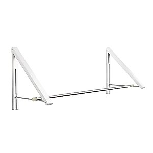 Anjuer Laundry Room Drying Rack Wall Mounted Clothes Hanger Folding Wall Coat Racks Aluminum Home Storage Organiser Space Savers White 2 Rakcs with Rod