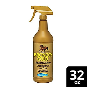 Farnam Bronco Gold Horse Fly Spray, Grooming Aid, Coat Conditioner, 32 Ounces, Quart Spray