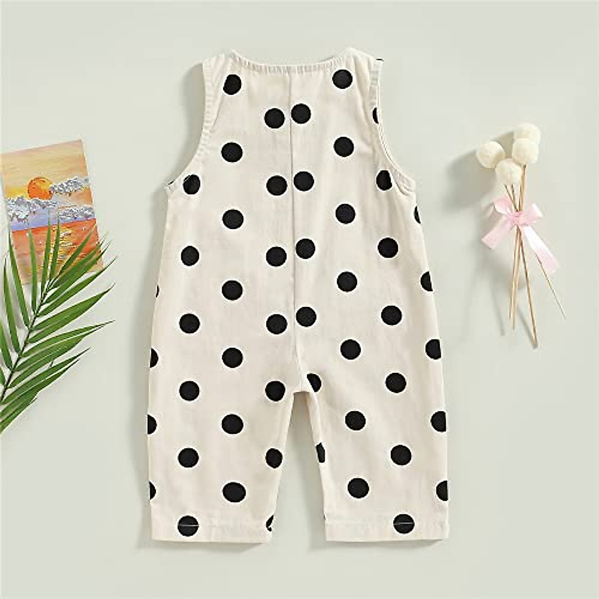 LAGKIYOJ Toddler Baby Girl Summer Romper Clothes Dot Print Sleeveless Button Jumpsuit Bodysuit Overalls Pants with Pocket (Dot Print,18-24M)
