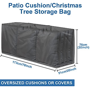 ‎GARPROVM Garden Cushion Storage Bag, 420D Oxford Fabric Waterproof Storage Bags Extra Large Outdoor Cushion Storage Bag with Handle Zipper — Extra Large Storage Bags (173x51x76 cm, Black)
