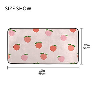ZHIMI Kitchen Rug Anti Fatigue Kitchen Mat ﻿Peach Pattern Runner Carpet Non-Slip Laundry Rug Home Decor Rectangle Entryway Long Mat 39 x 20 Inch