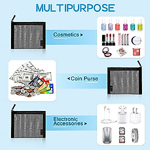 EASYFUN Small Zipper Pouch，6 Pieces Mini Mesh Pouch Coin Purse Portable Cosmetic Case Mesh Storage Bags with Key Kit Small Item Organizer,5 x 4 Inch