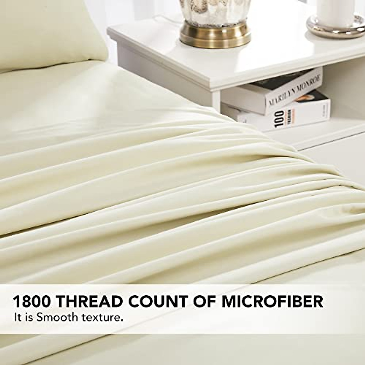 Deconovo Bed Sheets California King Sheet Sets Beige Cal King Microfiber 16" Deep Pocket 1800 Thread Count Luxury Comfort Bedding Silky Soft Touch 4 Pieces Pillowcases Flat Sheet & Fitted Sheet