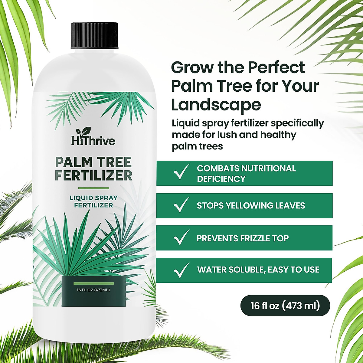 16oz Palm Tree Fertilizer, Premium Plant Food - Palm Fertilizer for Lush Growth of Palm Trees, Rich in Plant Nutrients Plant Fertilizer, Easy Plant Care Liquid Fertilizer - Water Soluble Fertilizer