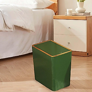 IEUDNS Narrow Garbage Can Kitchen Wastebasket with Press Type Lid Trash Can with Lids for Toilet Study Entryway Garage Laundry Room, 12L Green